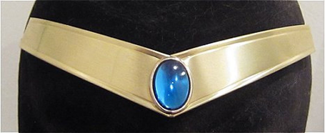 Uranus Cosplay Metal Tiara Smooth or Faceted Dark Blue Gem, White ...