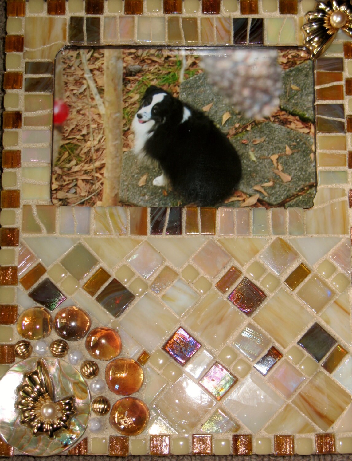 MOSAIC Tabletop PHOTO Frame,handmade,mosaic Glass Picture Frame, Gold ...