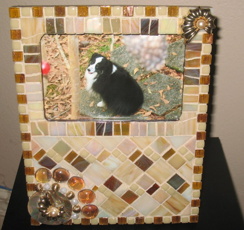 MOSAIC Tabletop PHOTO Frame,handmade,mosaic Glass Picture Frame, Gold ...