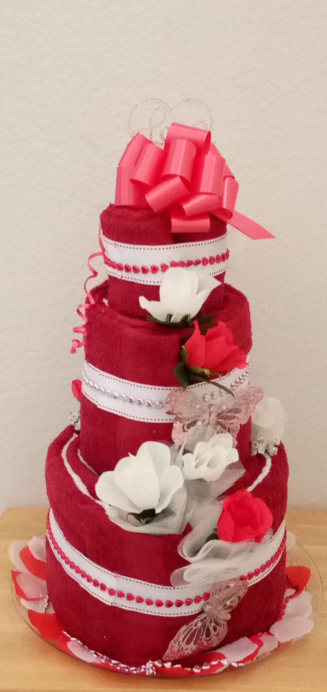 Red and White Three Tier Cake - Etsy