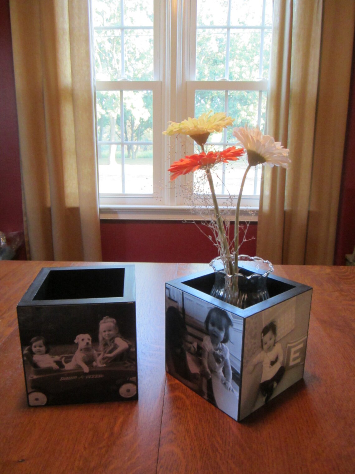Wooden Centerpiece Photo Cube, 5 Size for Your Own Arrangements - Etsy
