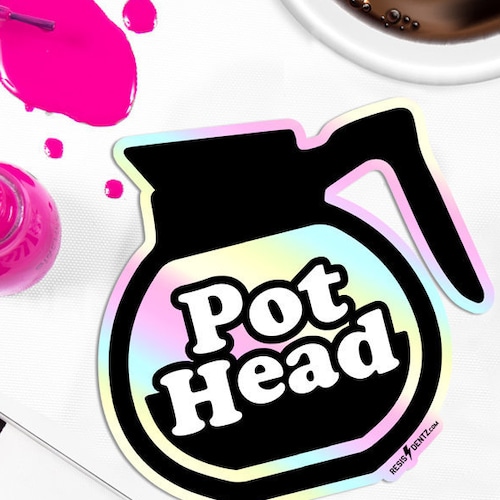 Holigraphic Sticker Coffee Sticker Pot Head Coffee - Etsy