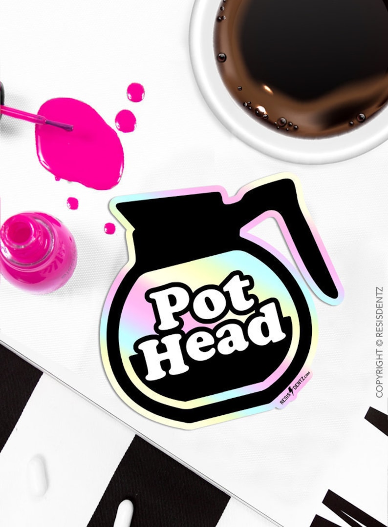 Holigraphic Sticker Coffee Sticker Pot Head Coffee | Etsy