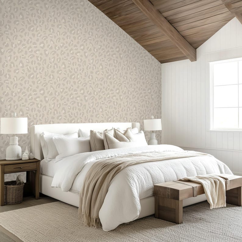 Beige Leopard Wallpaper - Animal Print Safari Design - Chic Neutral ...