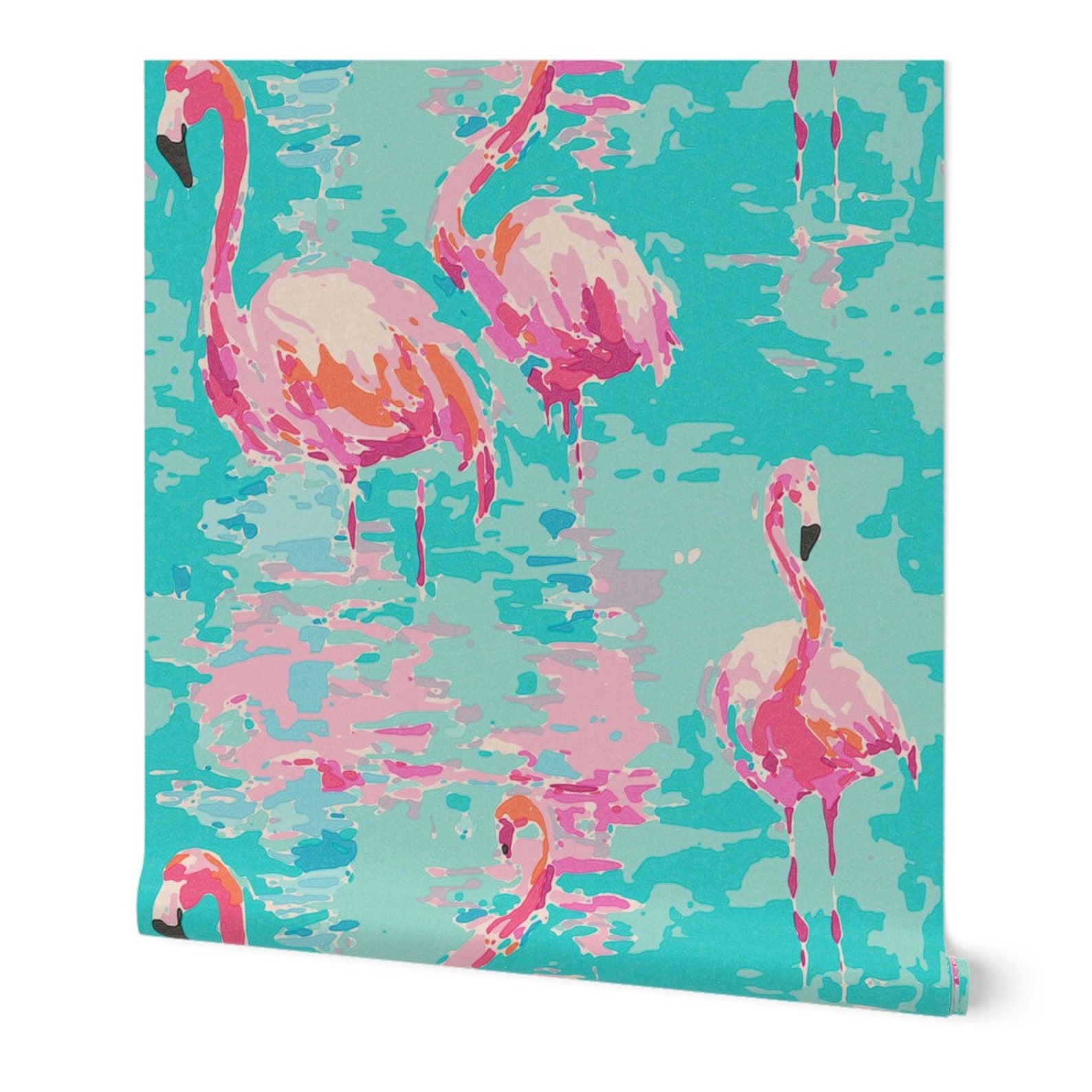 Flamingo Pattern Southern Charm Wallpaper | Tropical Aqua Pink ...