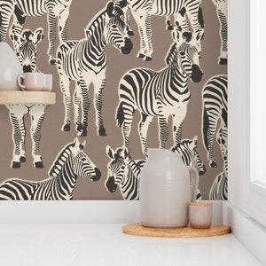 Zebra Safari Wallpaper | Brown, Natural, Black and White | Animal Print ...