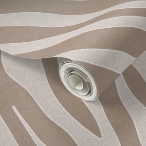 Textured Zebra Print Wallpaper | Exotic Modern White and Natural Animal ...