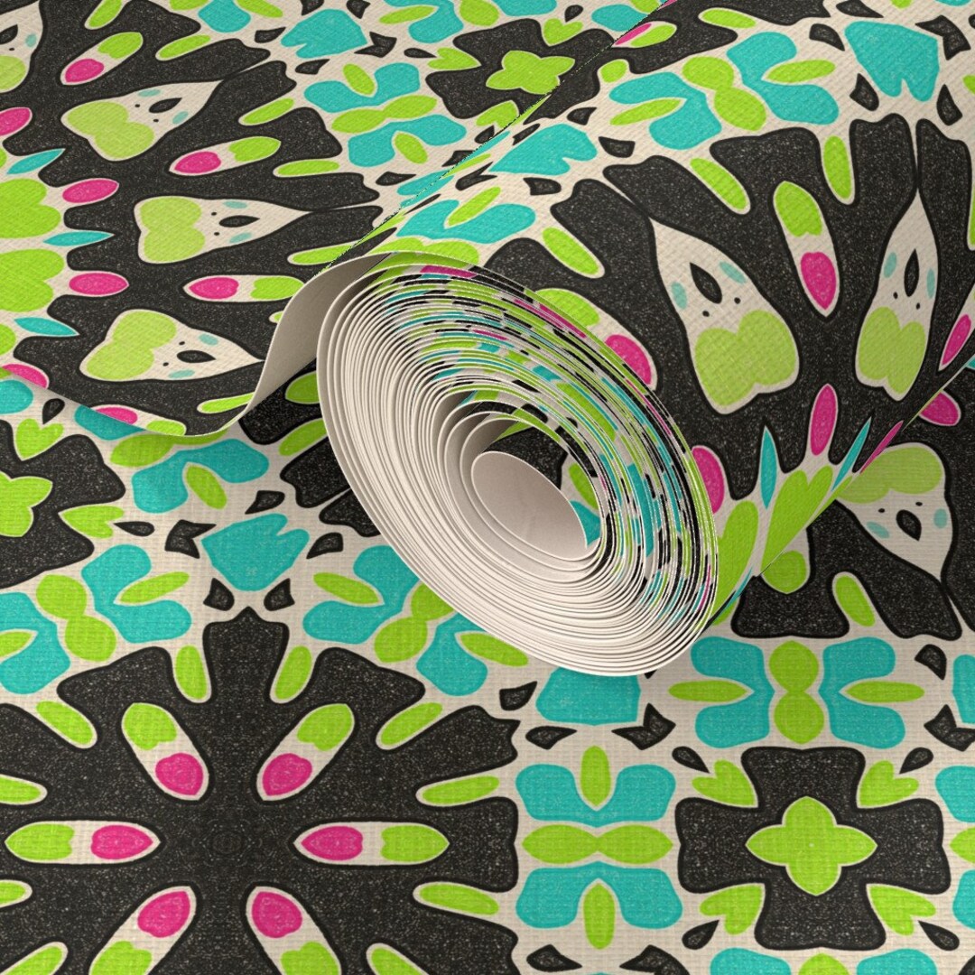 80s 90s Neon Mandala Wallpaper | Tropical Vibrant Maximalist Pattern ...