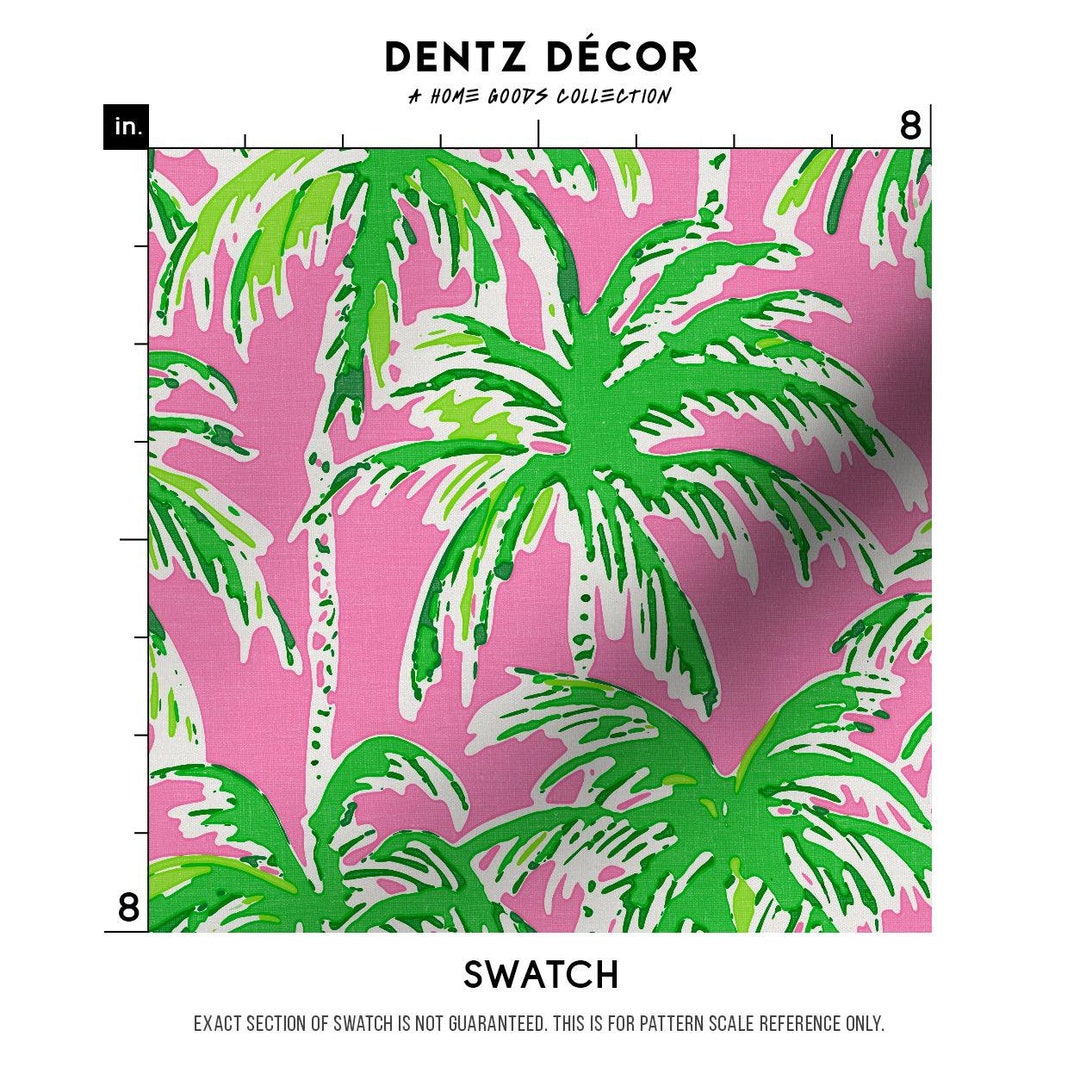 Preppy Tropical Palm Tree Fabric - Pink and Green Island Design ...
