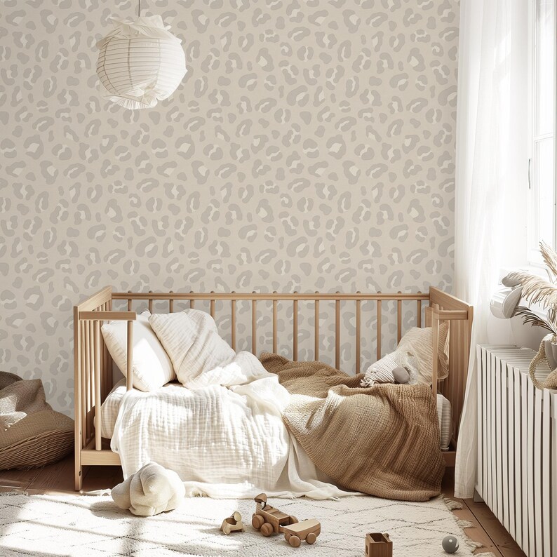 Beige Leopard Wallpaper - Animal Print Safari Design - Chic Neutral ...