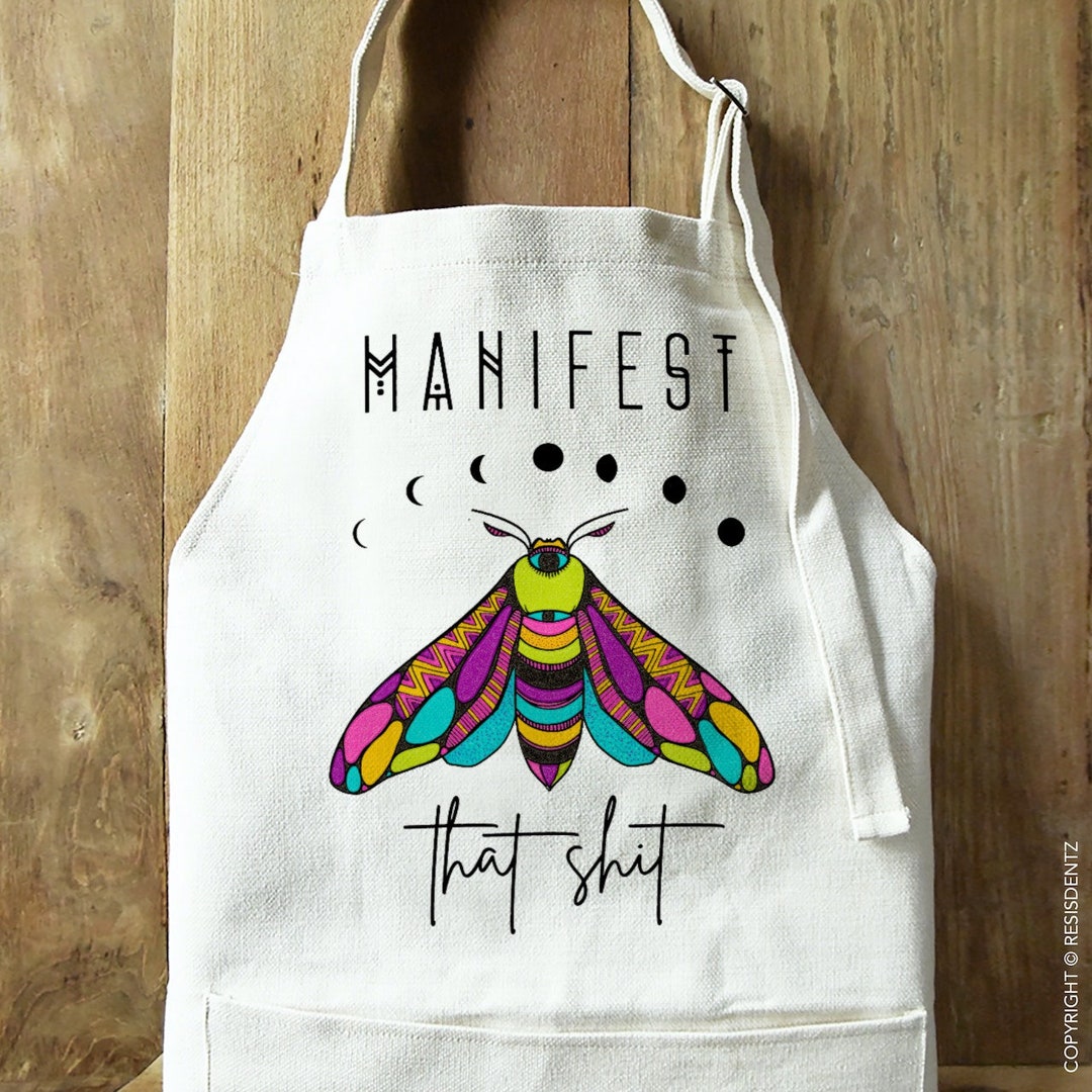 Manifest Moth Linen Apron, Phases of the Moon, Halloween Baking - Etsy