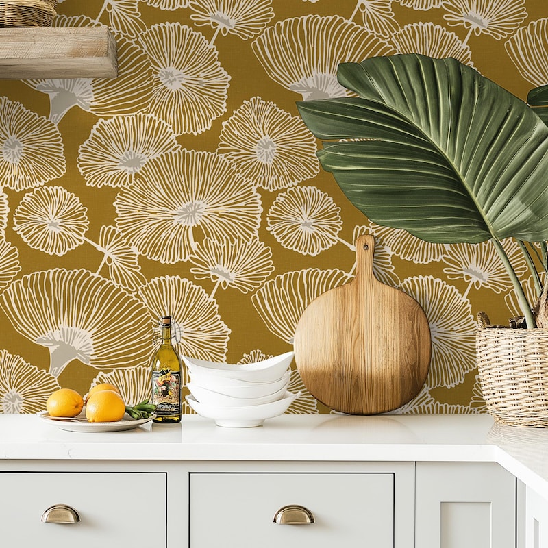 Mustard Wallpaper - Etsy