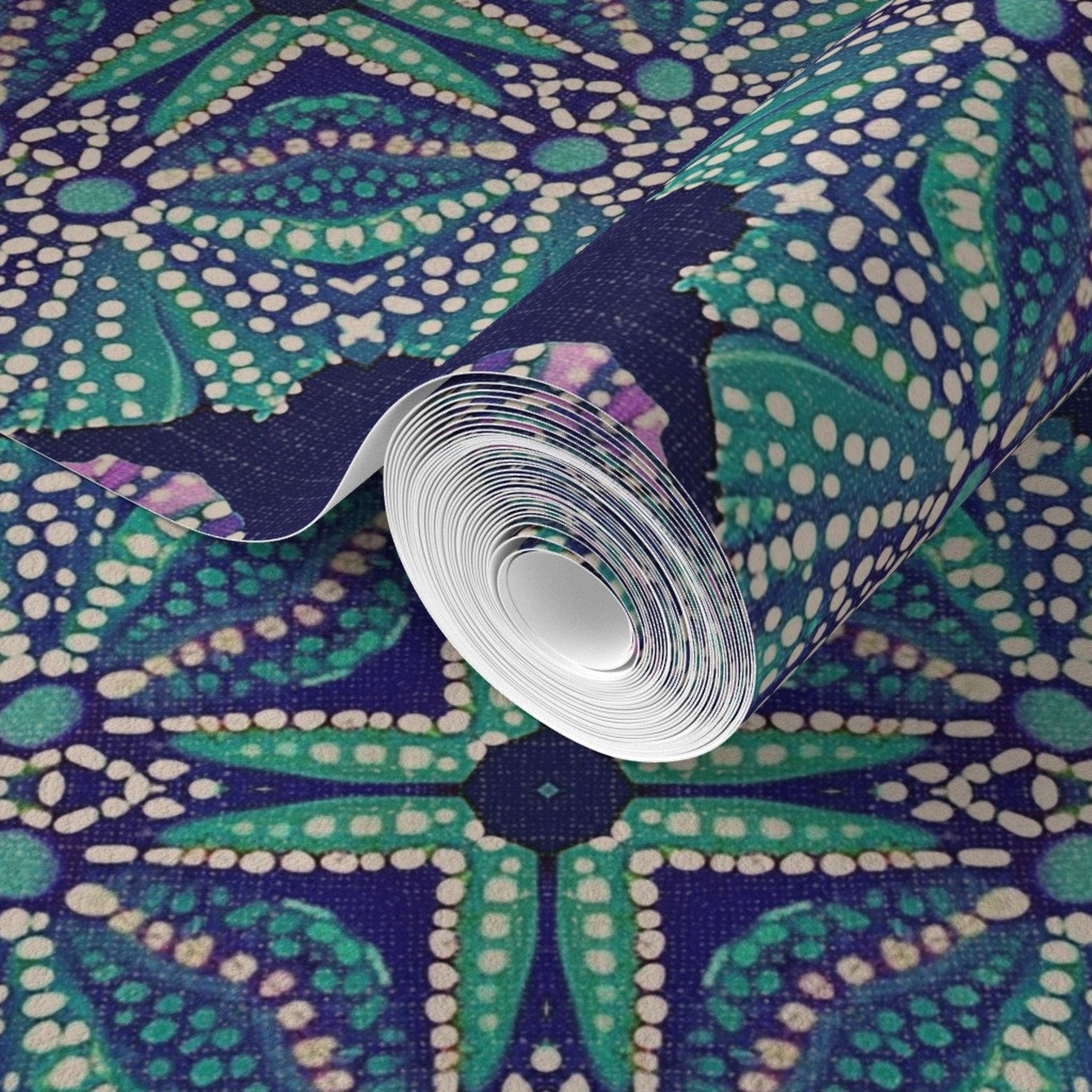 Opulent Pearl Pattern Wallpaper | Navy Aqua Purple, Peel & Stick - Etsy