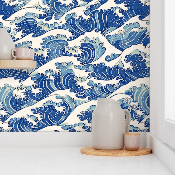 Japan Waves Wallpaper - Etsy