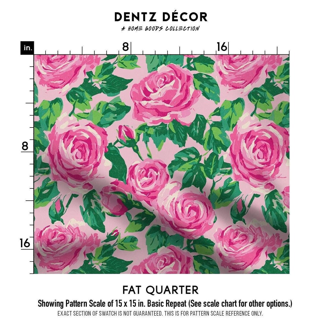 Romantic Pink Rose Fabric - Valentine's Day-inspired Floral Design ...