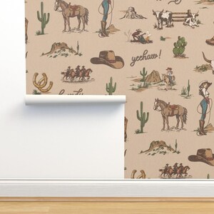 Vintage Americana Western Wallpaper HALF DROP (LARGE) | Rustic Cowboy ...