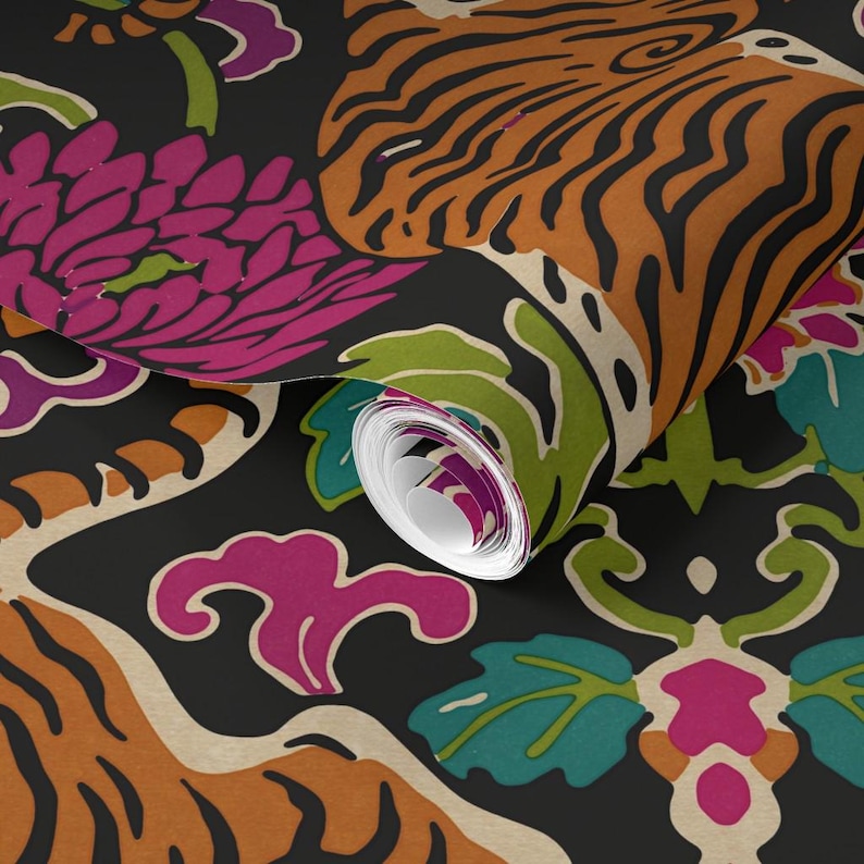 Ornamental Tiger Wallpaper | Peel & Stick, Pre-pasted and Unpasted ...