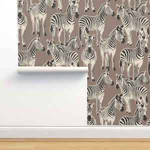 Zebra Safari Wallpaper | Brown, Natural, Black and White | Animal Print ...