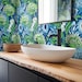 Preppy Floral Botanical Wallpaper Blue and Green Tropical Design ...
