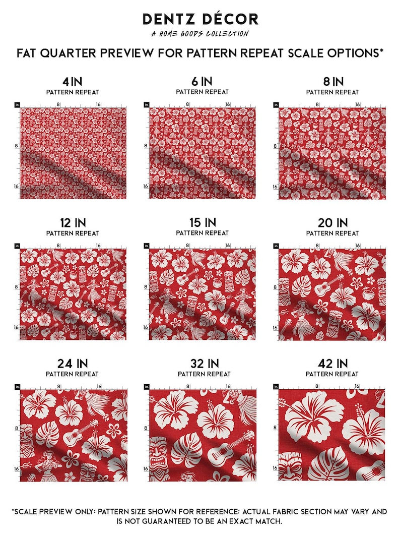 Hawaiian Shirt Fabric | Color Options | Tiki Print Hibiscus Tropical ...