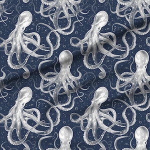Underwater Octopus Fabric | Ocean-themed Cotton & Linen Fabric by the ...
