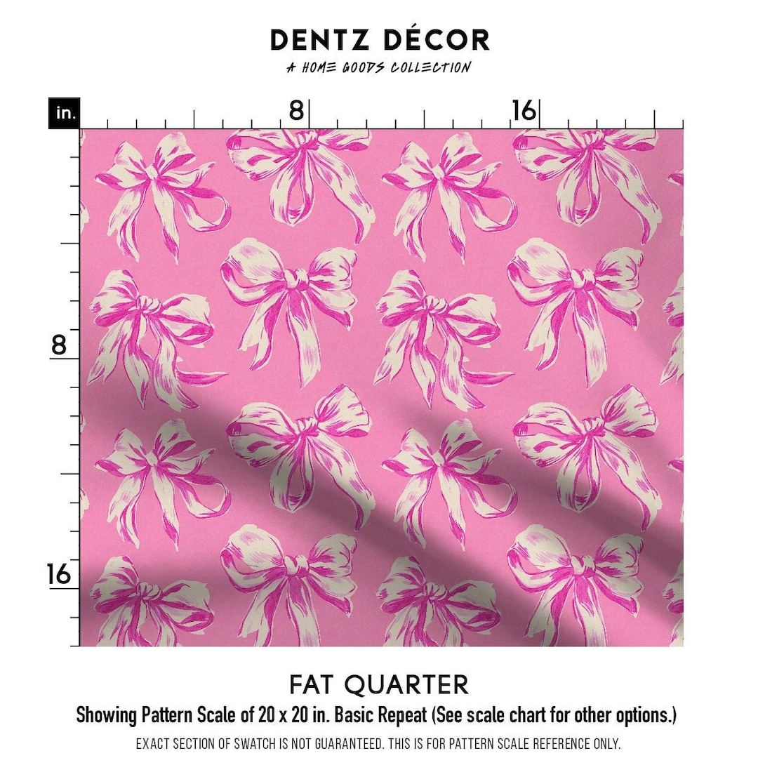 Coquette Pink Bow Fabric - Romantic Ribbon-inspired Design - Swatch ...