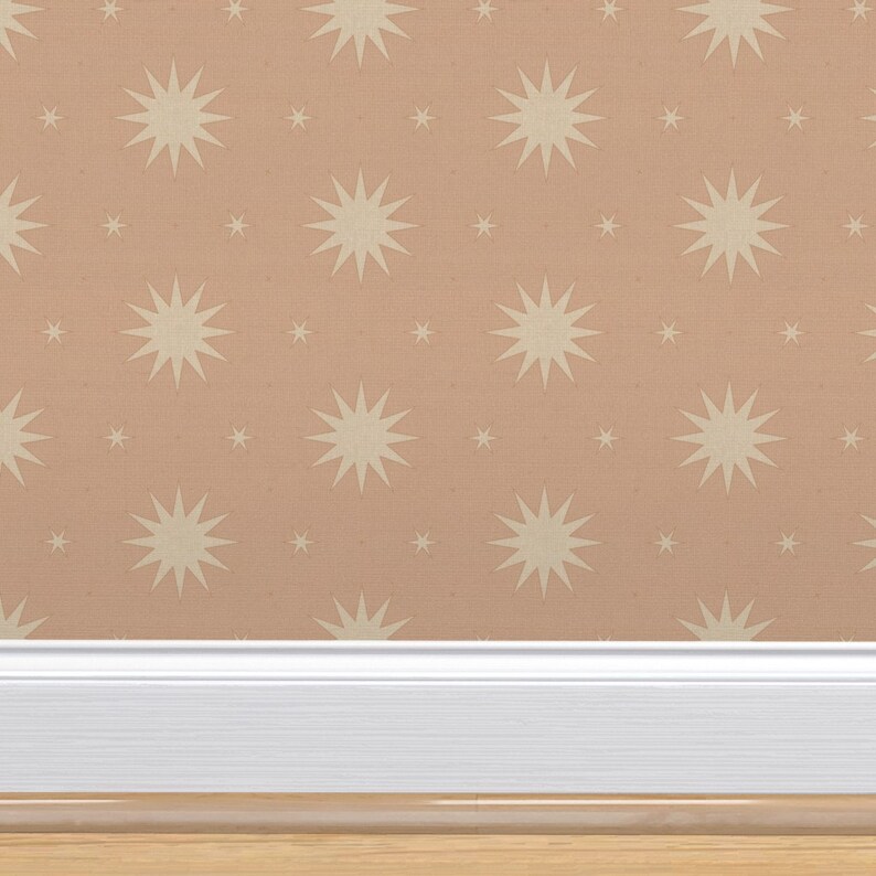 Peach Celestial Wallpaper | Stars and Sunburst | Peach and Natural ...