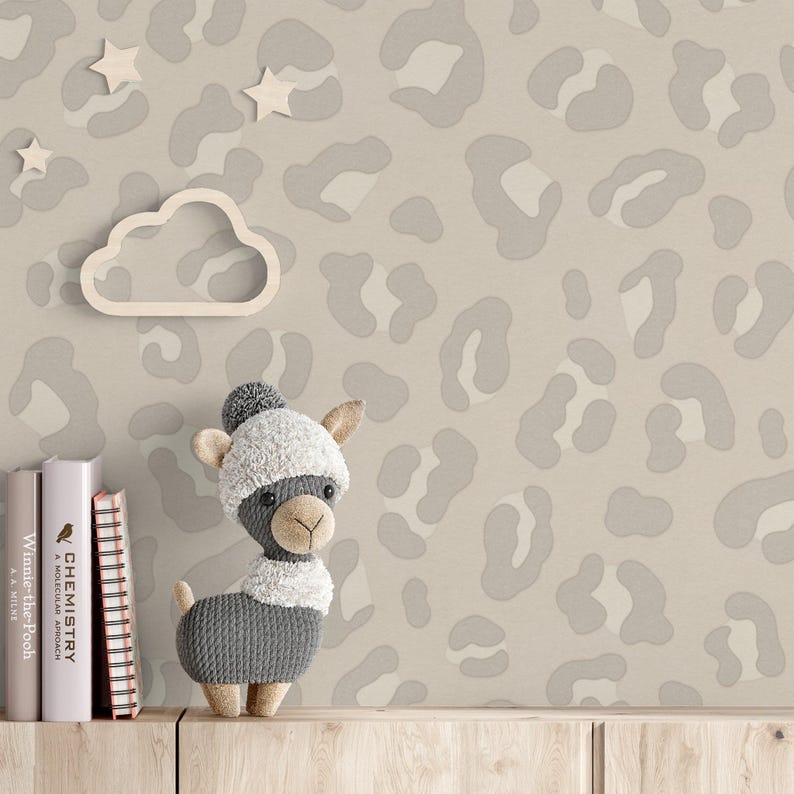 Beige Leopard Wallpaper - Animal Print Safari Design - Chic Neutral ...