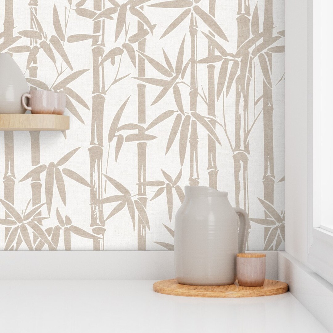 Bamboo White Textured Linen Look Wallpaper | Bohemian Minimalist Zen ...