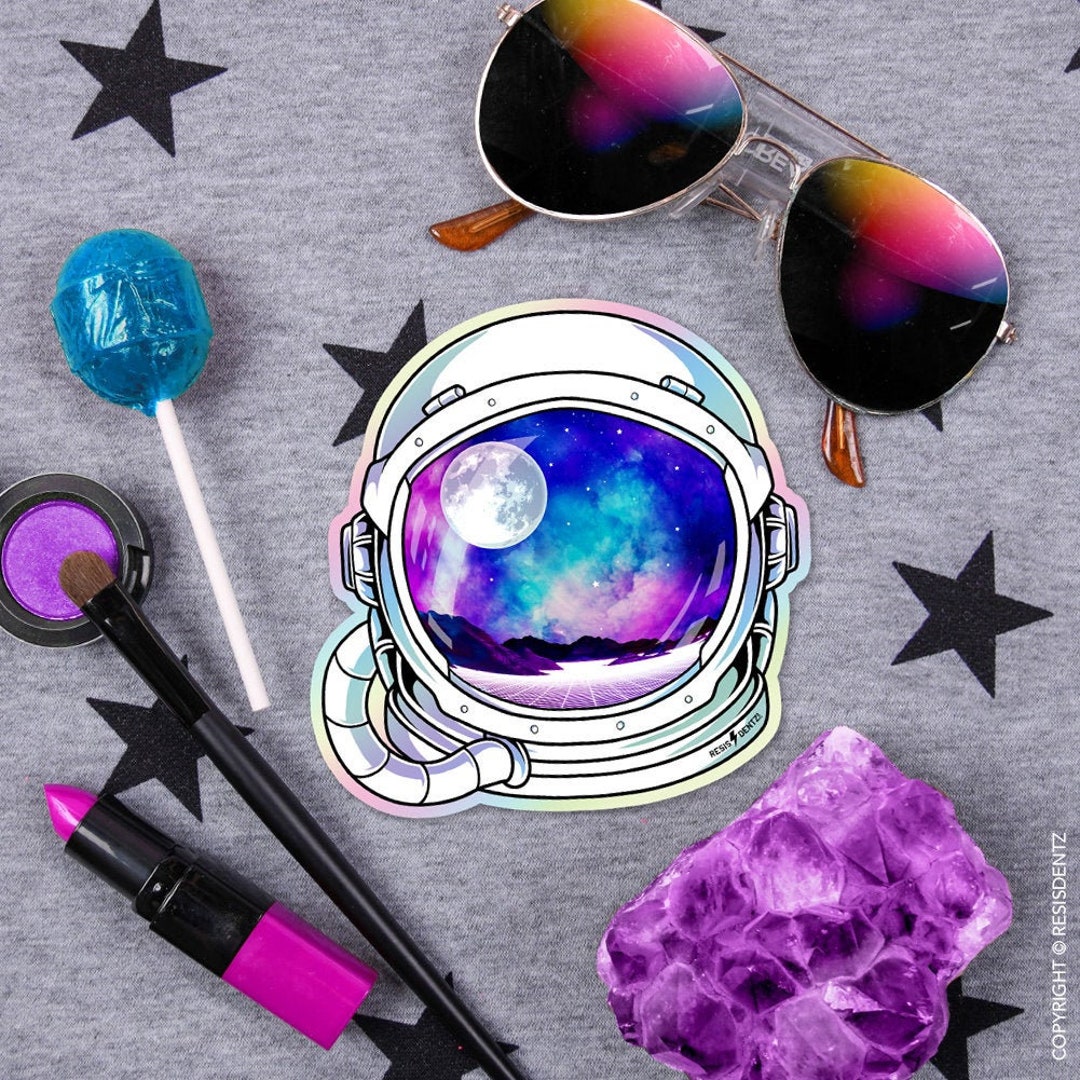 Astronaut Helmet Space Sticker, Cool Holographic Space Sticker, Science ...