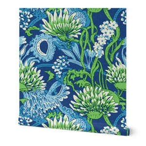 Preppy Floral Botanical Wallpaper | Blue and Green Tropical Design ...