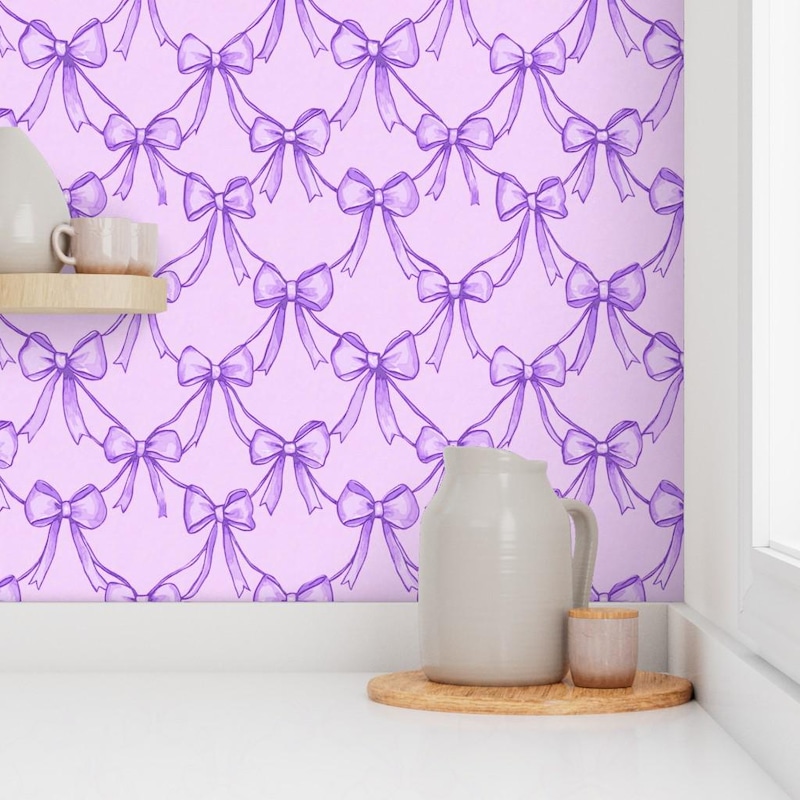 Purple Bow Wallpaper - Etsy