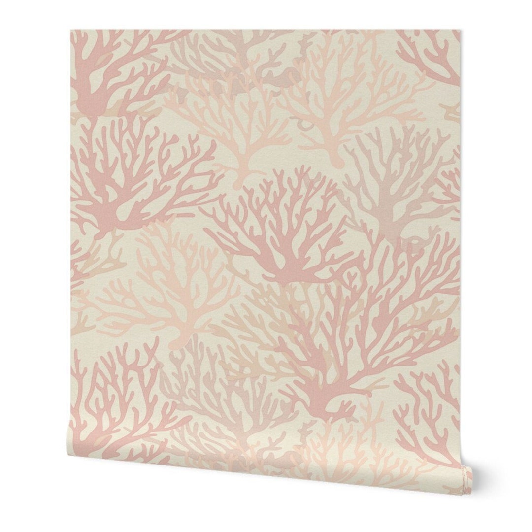 Coral Wallpaper | Beach House Island Decor Design | Peel & Stick and ...