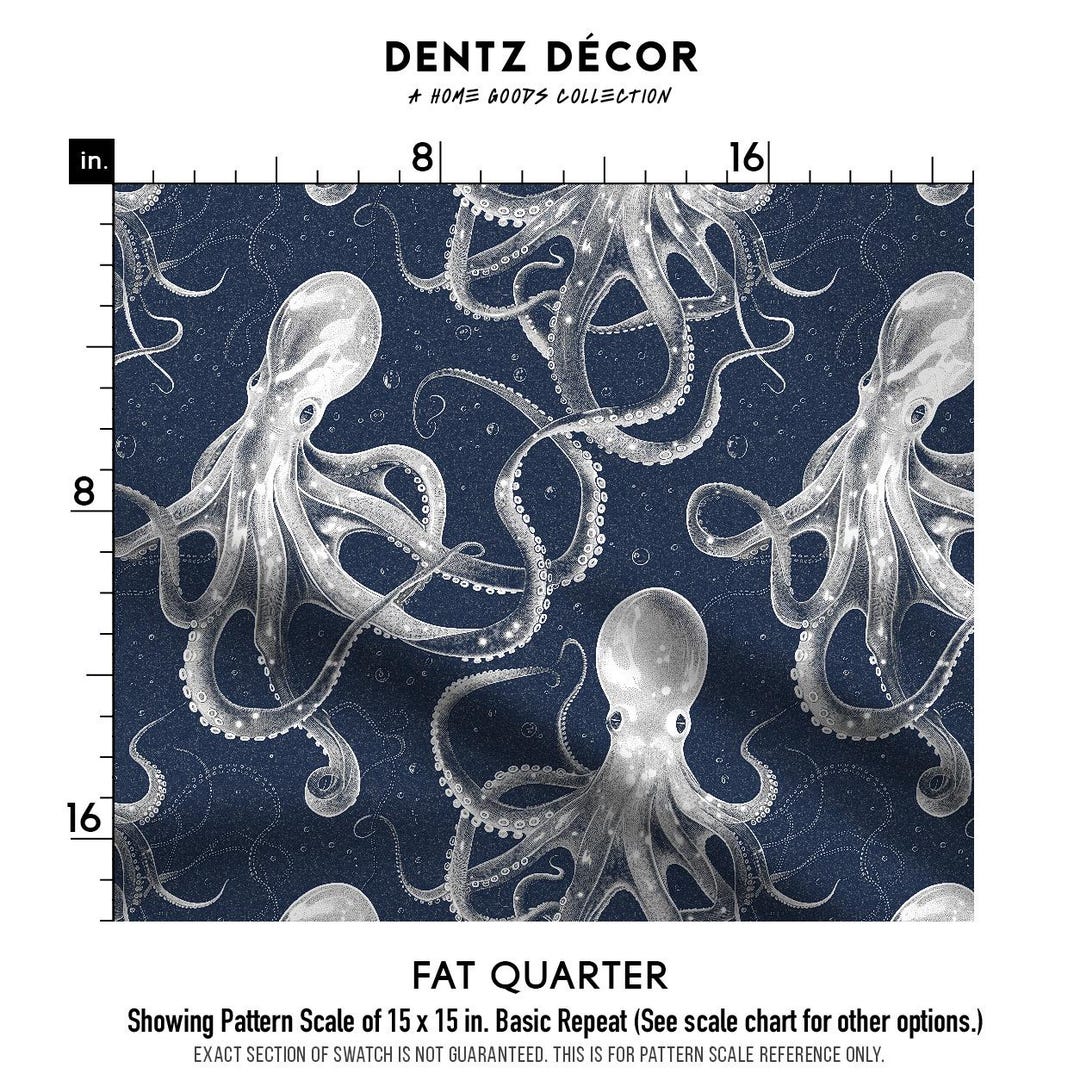 Underwater Octopus Fabric | Ocean-themed Cotton & Linen Fabric by the ...