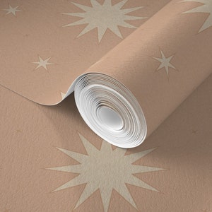 Peach Celestial Wallpaper | Stars and Sunburst | Peach and Natural ...
