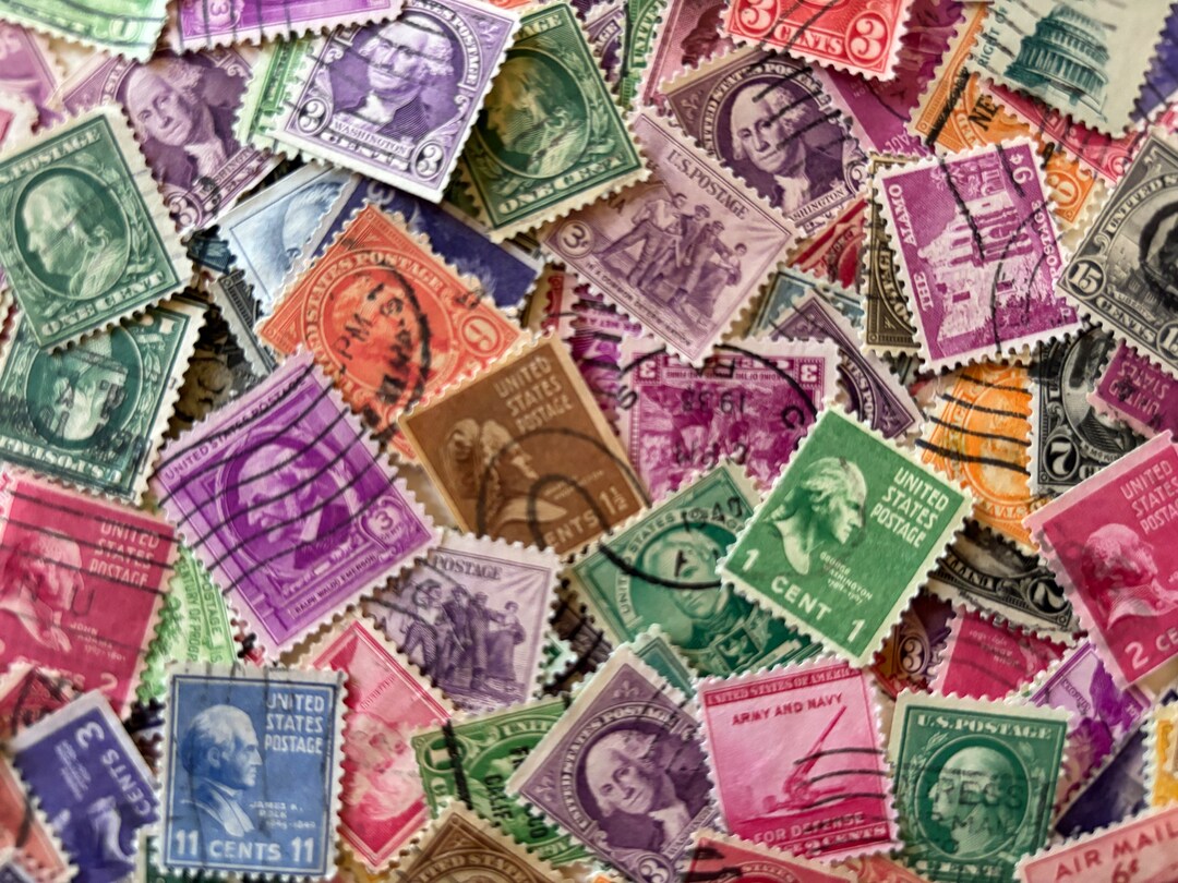 American Colors 100 U.S. Postage Stamps Vintage Stamps United States of ...