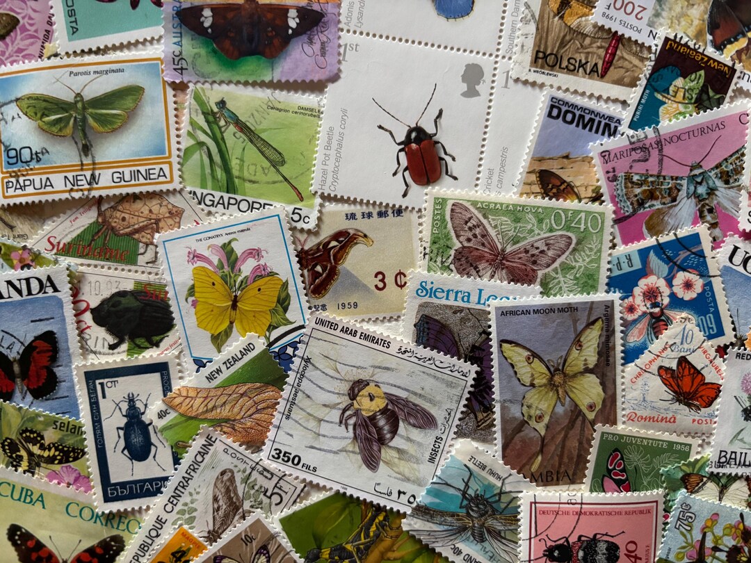 Insects Lot of Worldwide Insect Postage Stamps for Decoupage, Paper ...