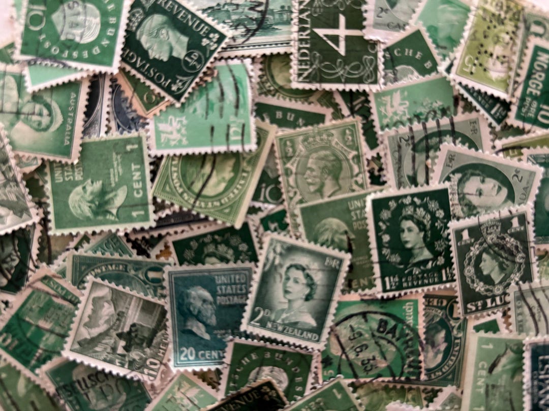 Green Stamps Lot of 100 Vintage Green Postage Stamps for Art, Jewelry ...