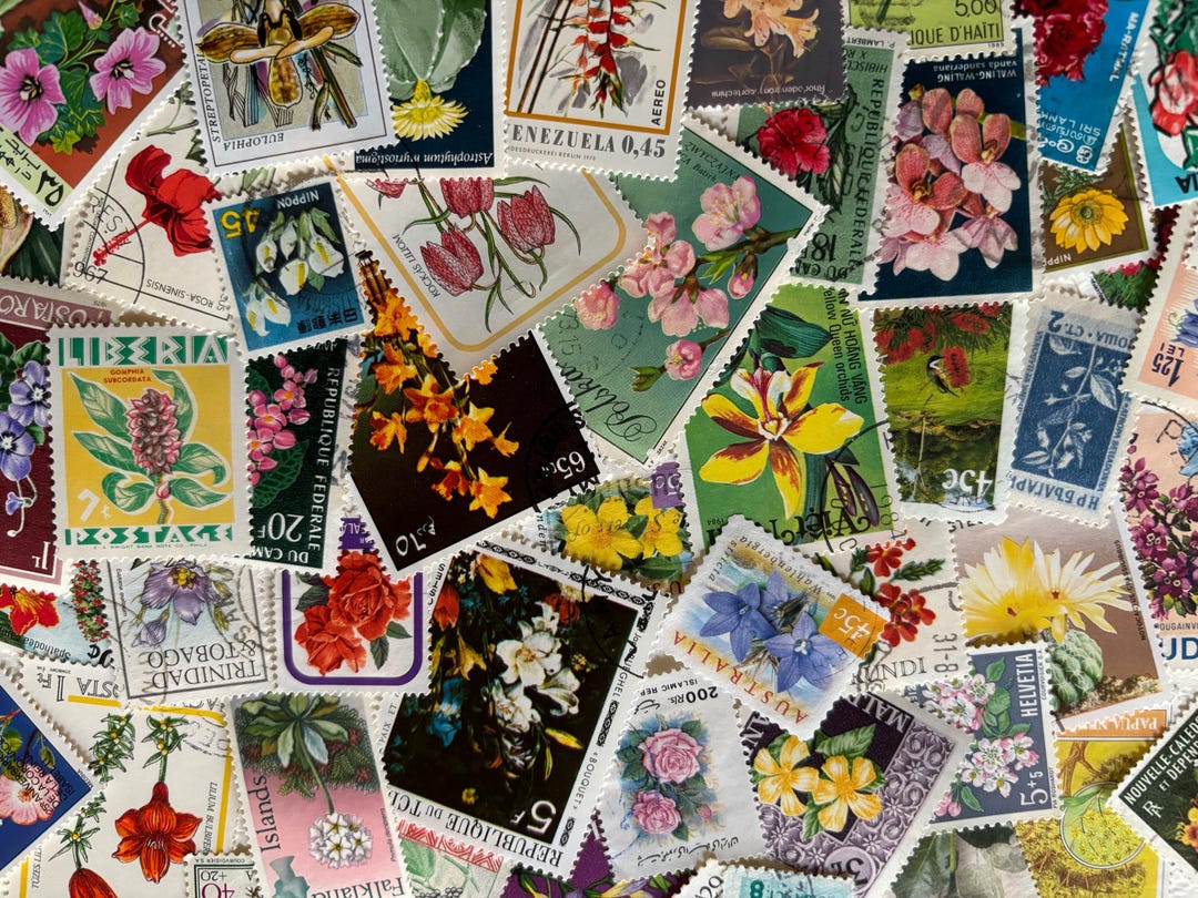 Flowers Vintage Worldwide Postage Stamps With Flowers for Collecting ...
