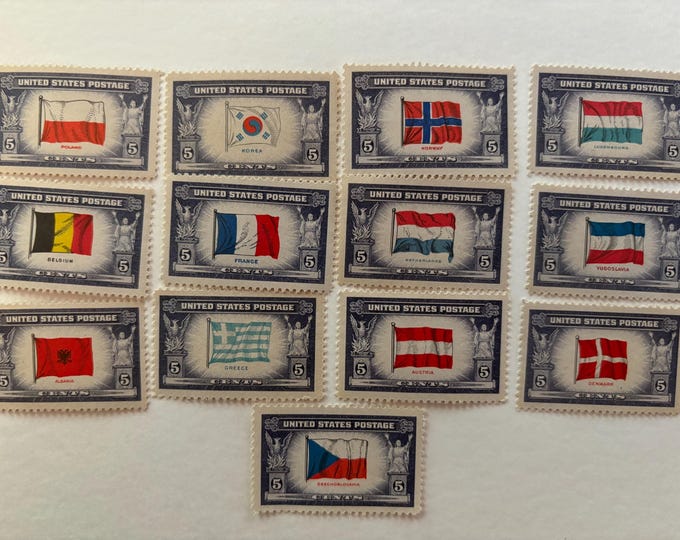 Vintage U.S. Postage Stamps - Occupied WW2 Countries - Lot of Unused U ...