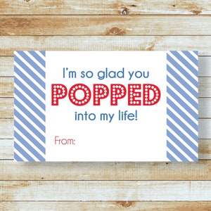 Popcorn Valentine Favor Tags Stickers Printable Digital Download Popped ...