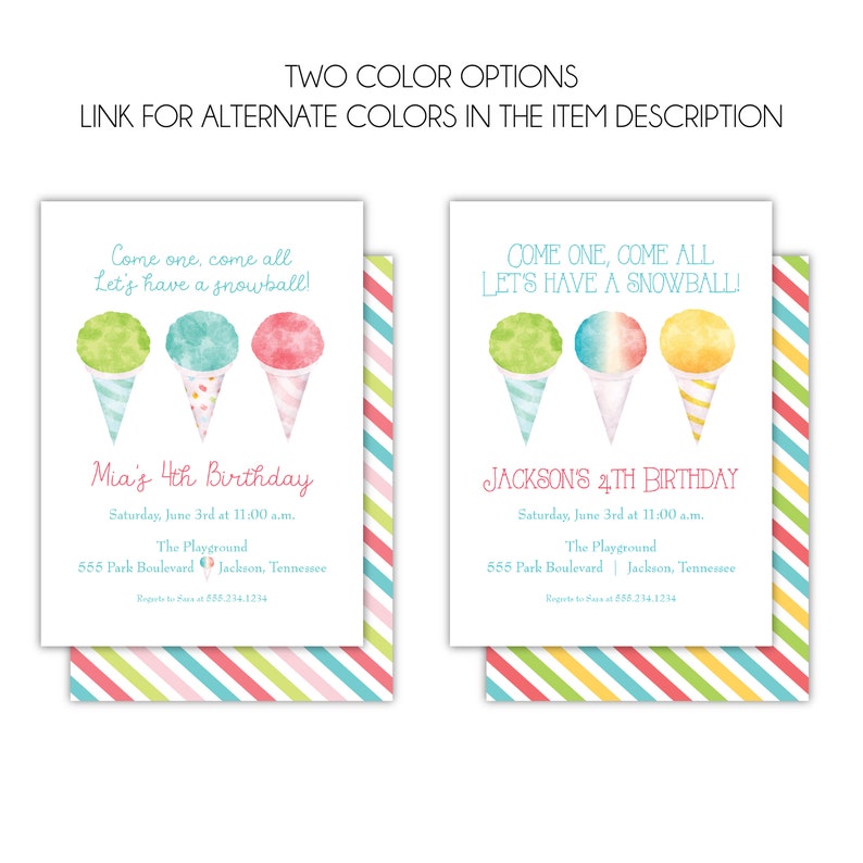Snowball Birthday Invitation Snow Cone Invitation 2nd 3rd - Etsy