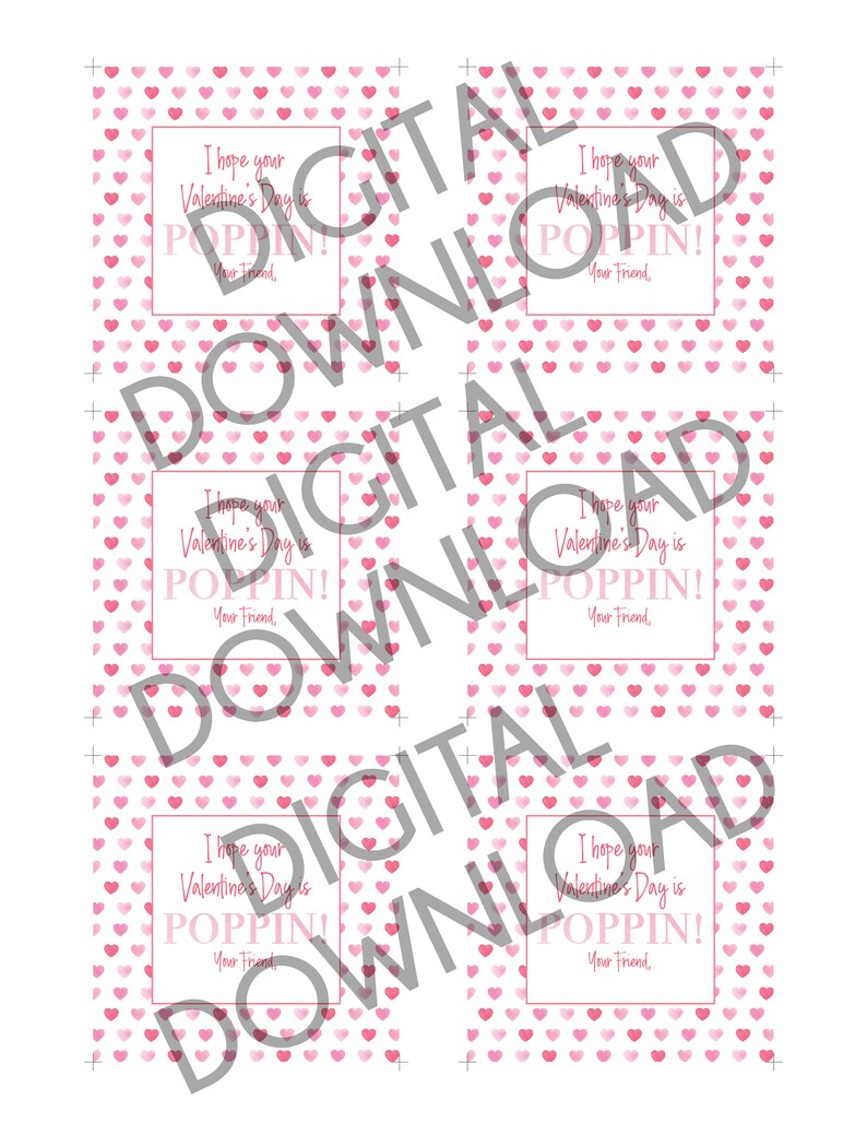 Poppin Valentine Printable | Poppin Favor Tag | Printable Class ...