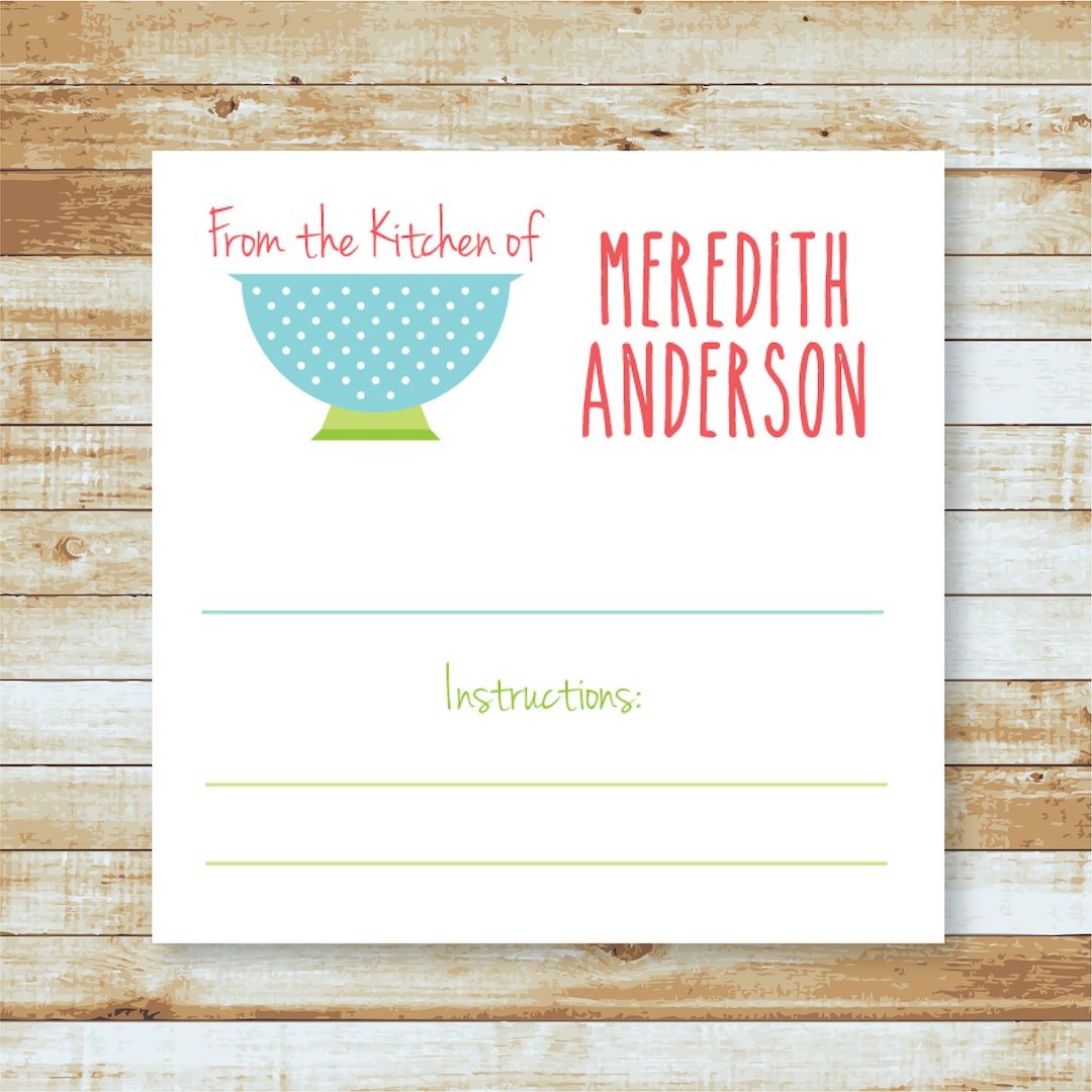 Personalized Food Labels | "from the Kitchen Of" Stickers | Baking ...