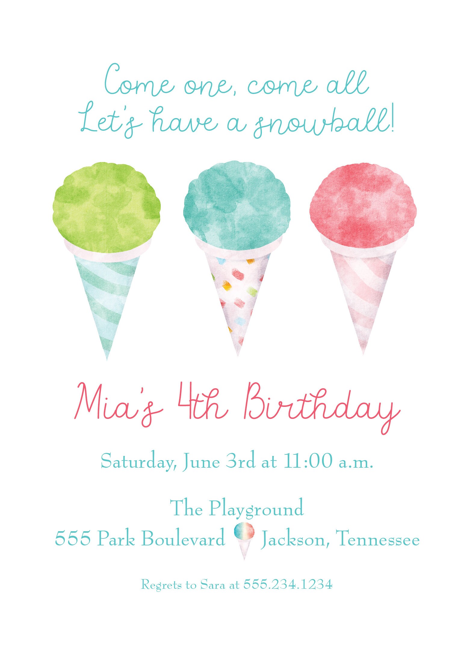 Snowball Birthday Invitation | Snow Cone Invitation | 2nd Birthday ...