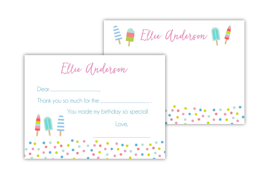 Popsicle Thank You Notes | Popsicle Birthday | Summer Fill in Thank You ...