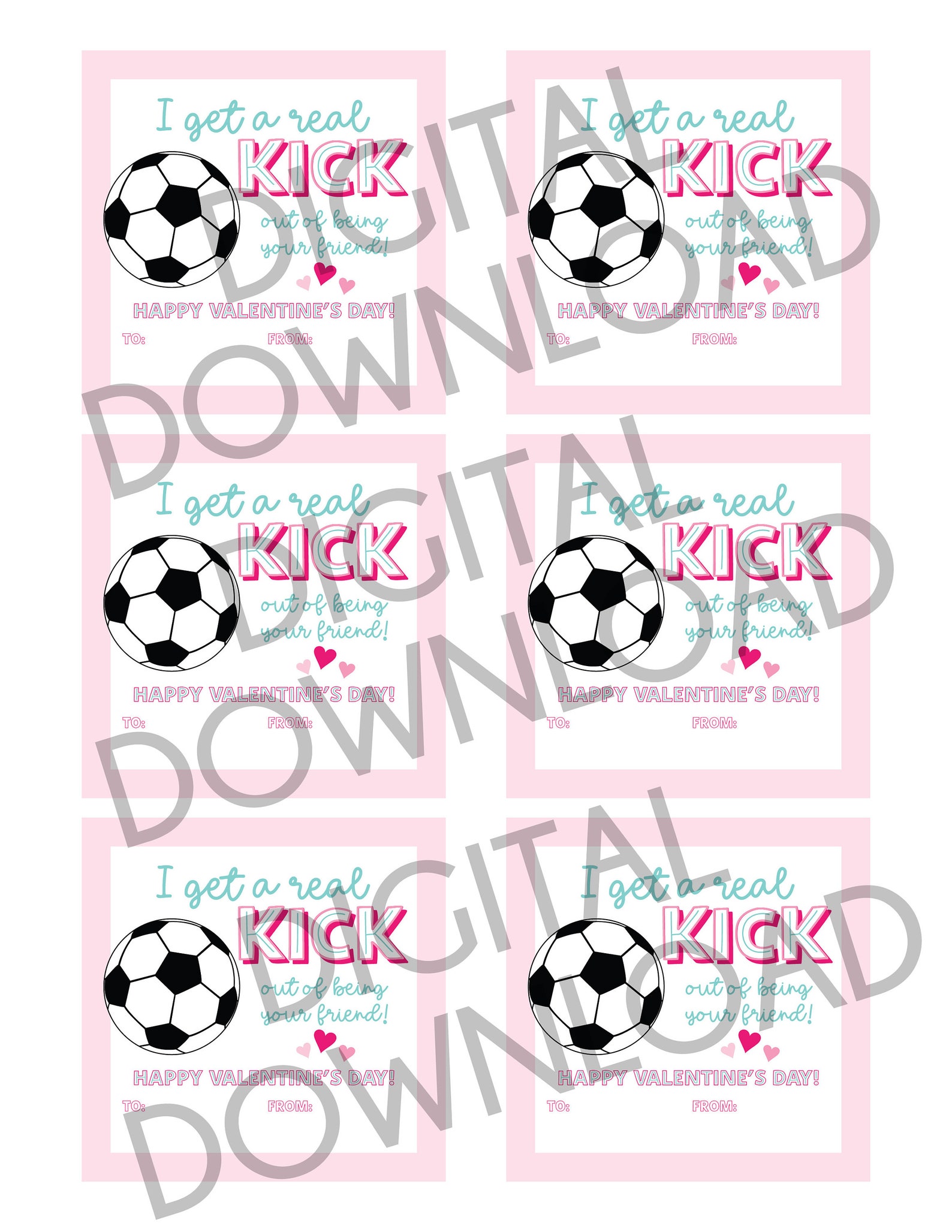 Soccer Valentine Tag Printable | Sports Valentine Favor Tags | Girl ...