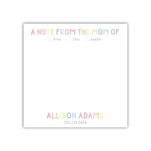 Personalized Mom Notes Notepad | Personalized Stationery | Rainbow ...