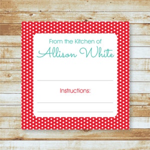 Personalized Food Labels | "from the Kitchen Of" Stickers | Baked Goods ...