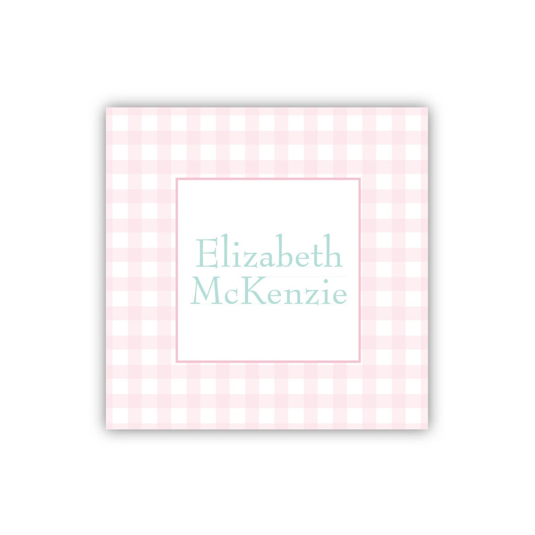 Personalized Gingham Gift Tags | Pink Gingham Calling Card | Enclosure ...